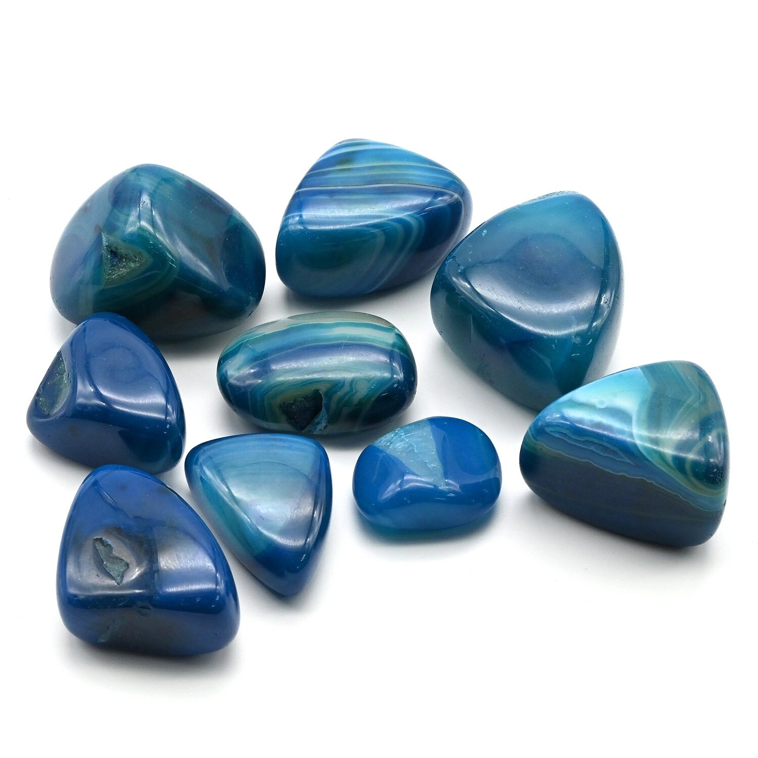 Агат тонированный голубой галтовка фракция 20-40мм, упаковка 200г .