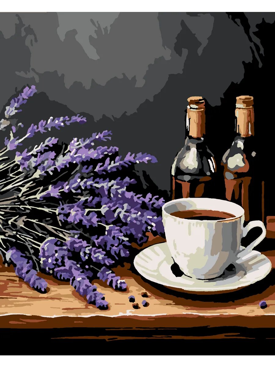 Картина по номерам Тут рисуют "Лаванда и чай", акриловые краски, холст на подрамнике, 40x50 см