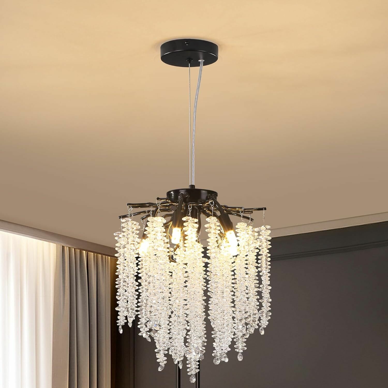Потолочный светильник с люстрами из черного хрусталя Artpad AC12