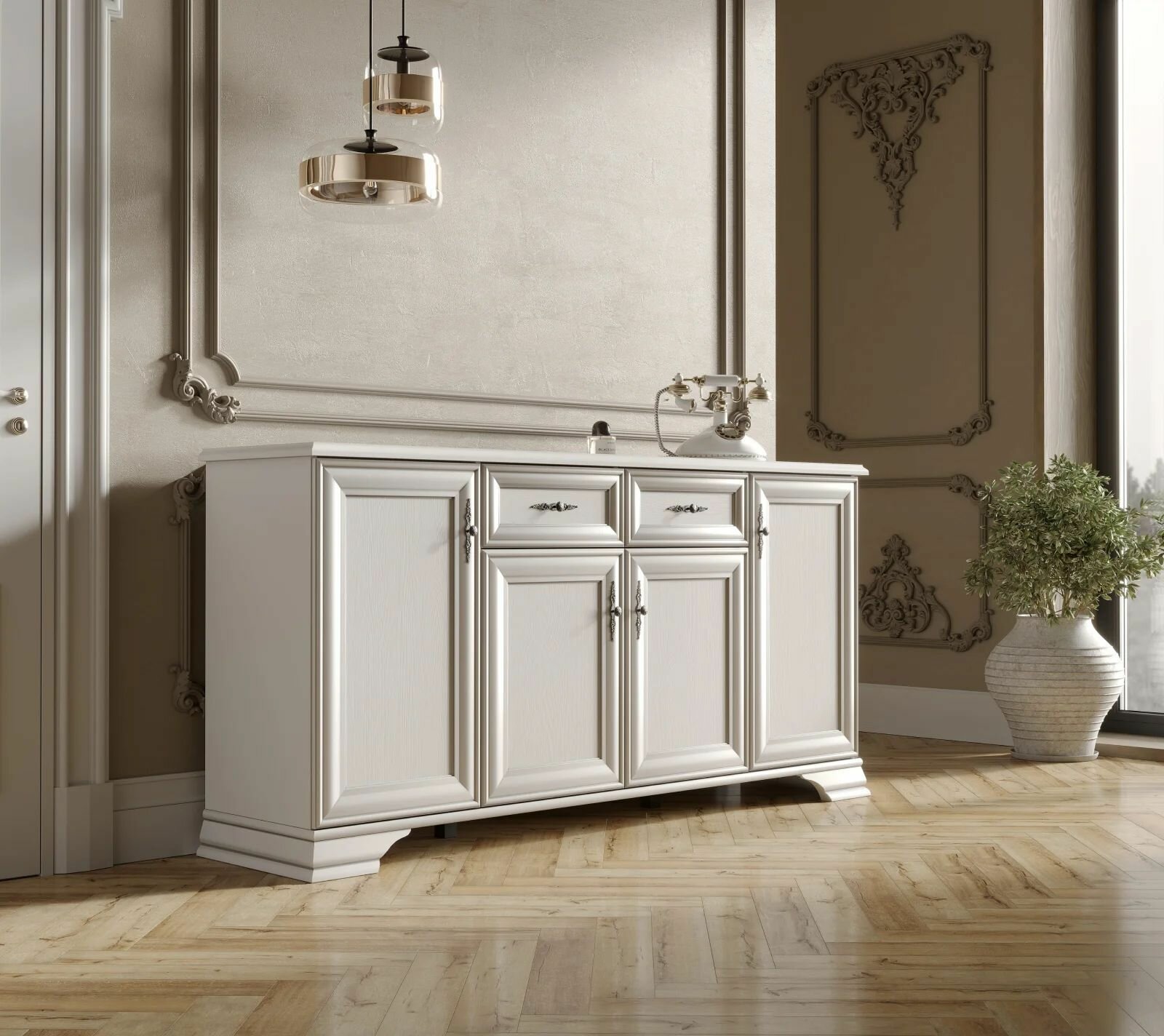 Тумба-комод Kentaki KOM4D2S, белая, для одежды и вещей, с ящиками 2 шт.