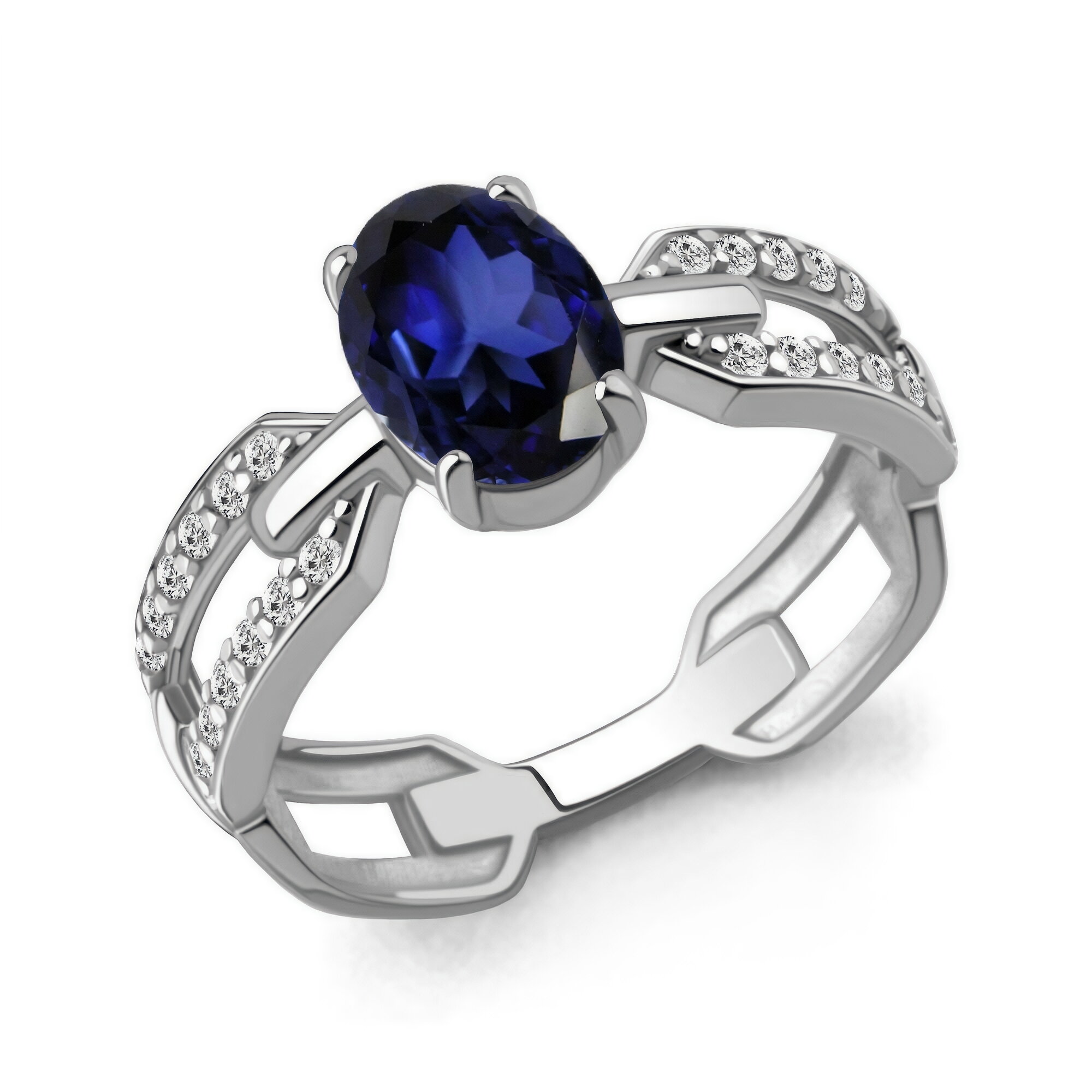 Кольцо, серебро, 925 проба, родирование, фианит