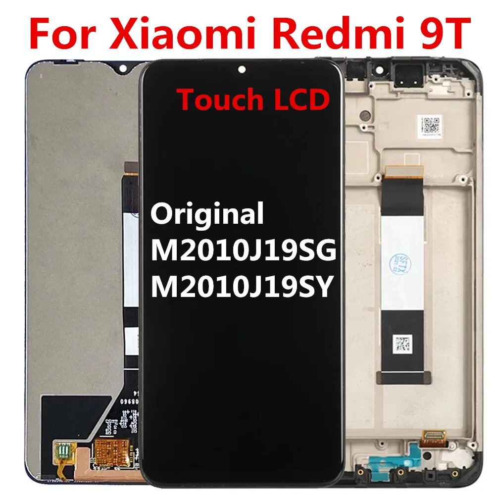 6,53 "Оригинальный ЖК-дисплей для Xiaomi Redmi 9T, сенсорный экран, дигитайзер в сборе с рамкой J19S M2010J19SG M2010J19SY POCO M3 LCD Black LCD