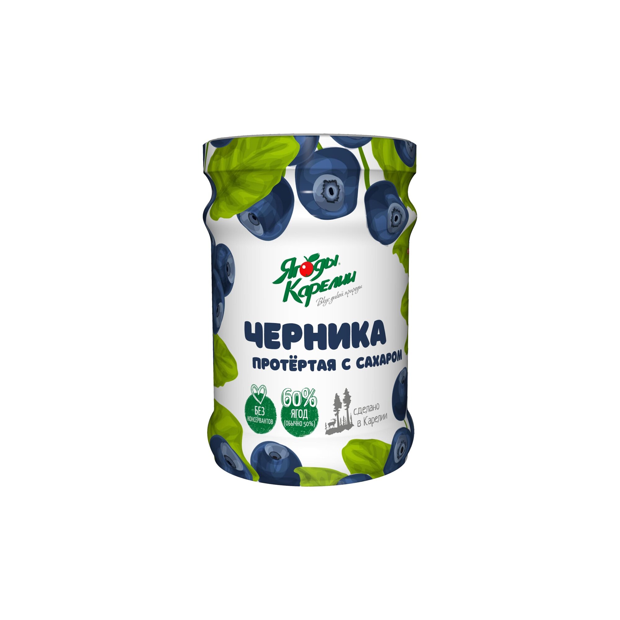 Черника протертая с сахаром 280г (12 шт.)