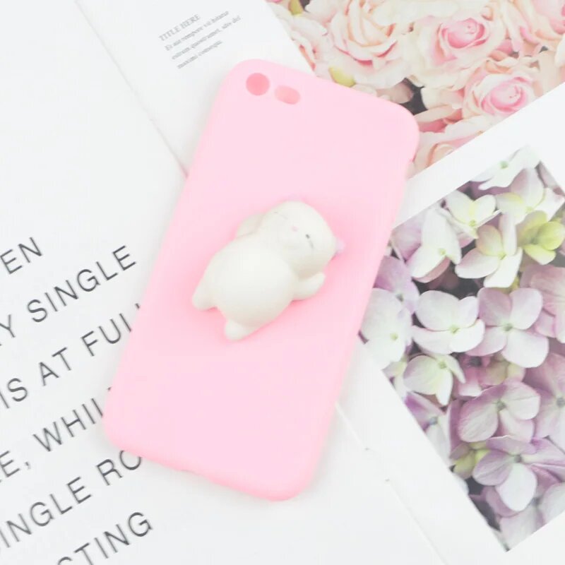 Мягкий чехол для телефона с объемными игрушками для iphone 2020 6 7 8 Plus X XR XS Max 11 12 Pro MAX Pink Cat, For iphone 16
