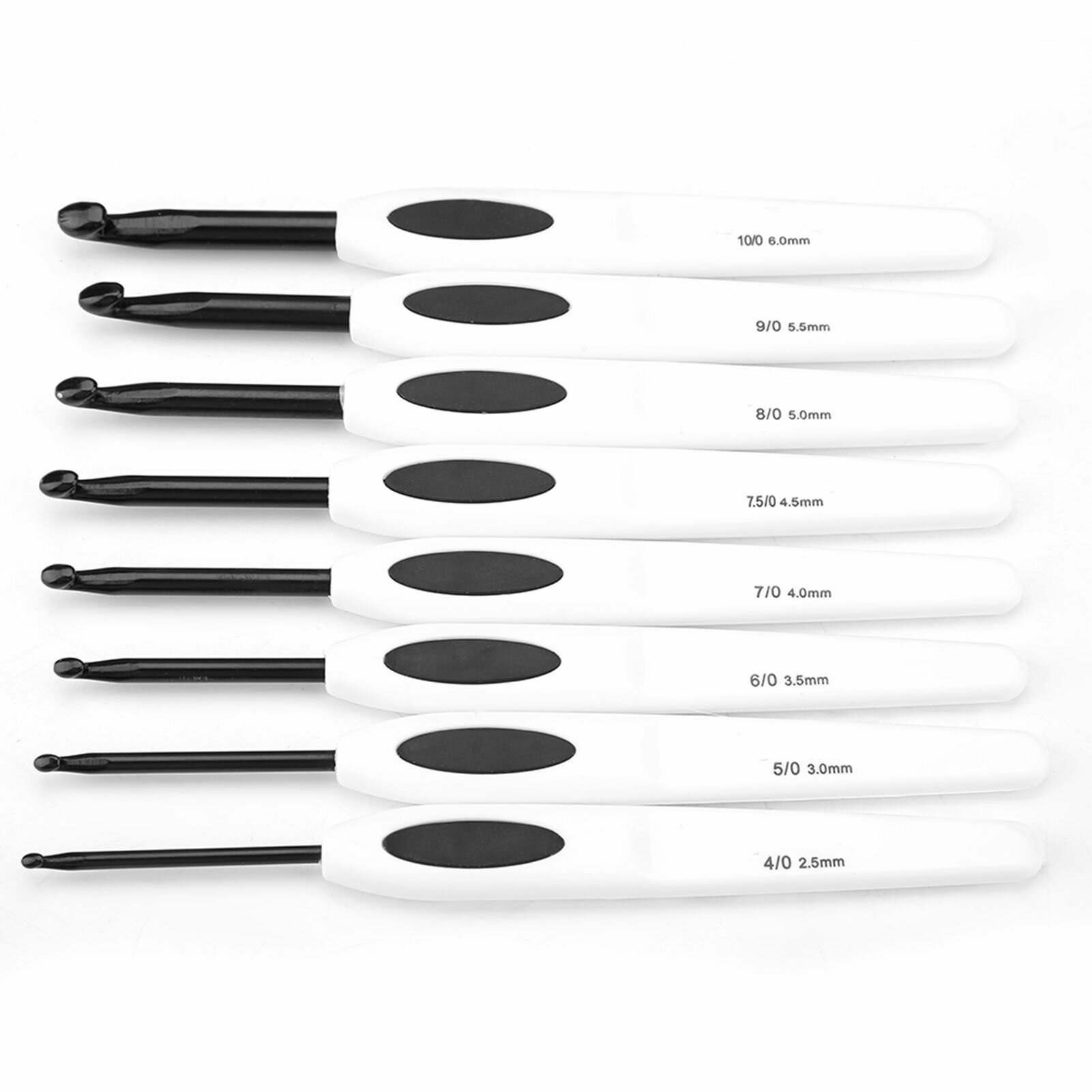 Набор крючков для вязания из алюминия и пластика, 8 шт, размеры от 2,5 до 6 мм