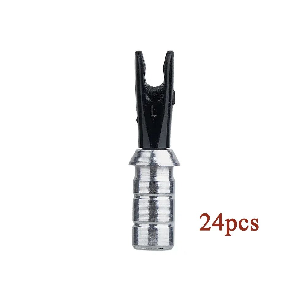 Наконечники для стрел 24 шт, размер L, алюминиевый штифт, карбоновый вал 24pcs Black