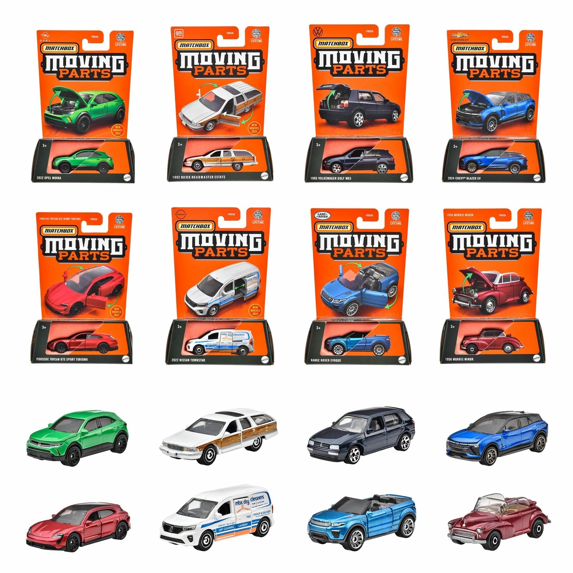 Машинка Mattel Matchbox-Moving Parts 2024 FWD28,8 шт. в комплекте