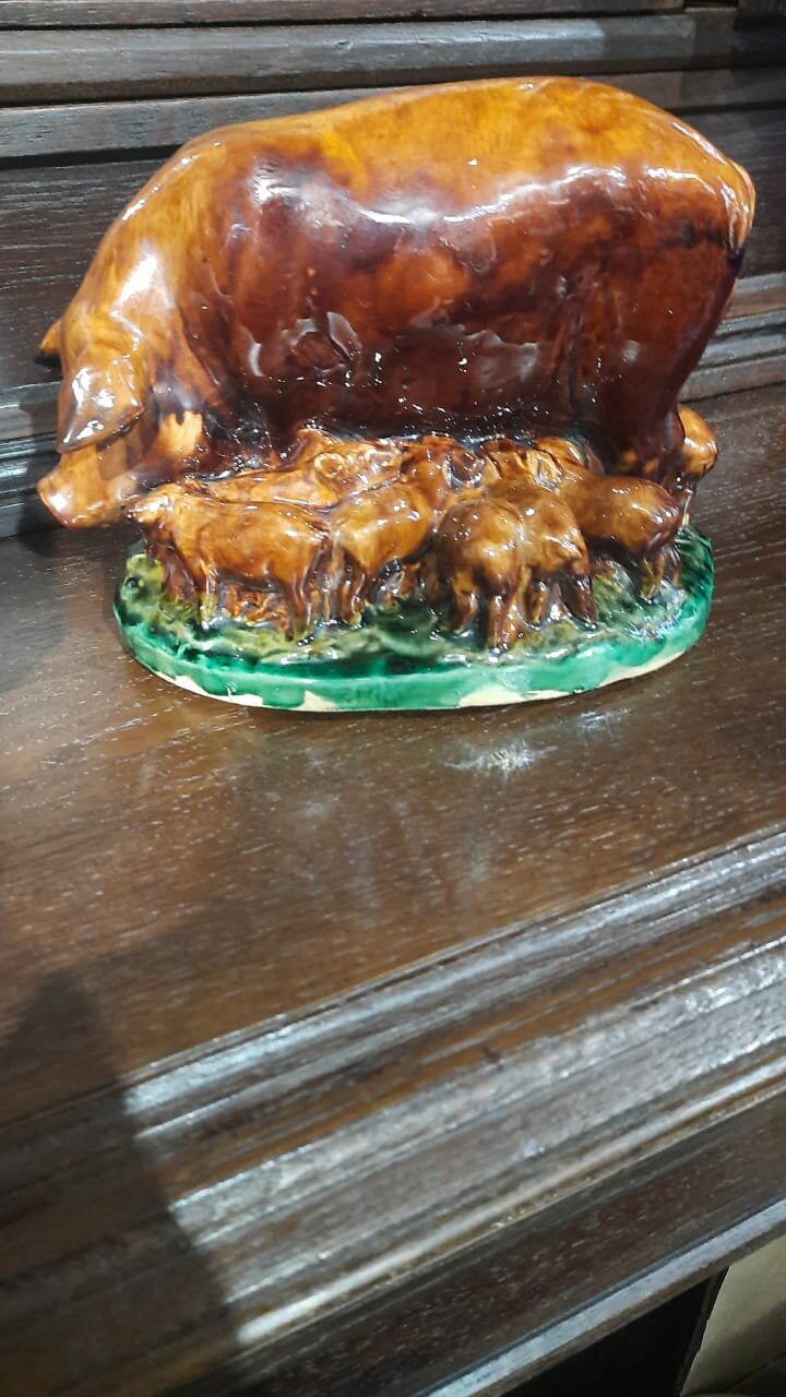 Статуэтка Свинья и 12 поросят, Артель винтажная советская, керамика, СССР