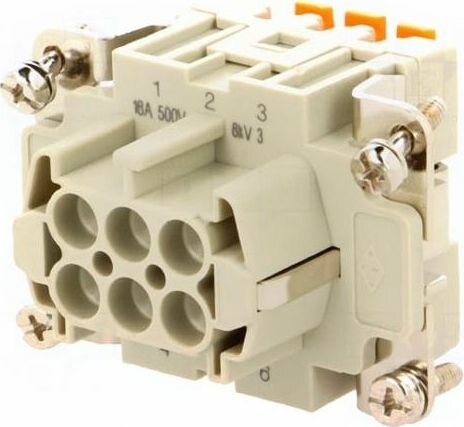 Разъем ILME CSHF 06 (CSHF06) Разъем прямоугольный "мама" PIN 6 6+PE размер 44.27 16А самозажимная клемма 1шт