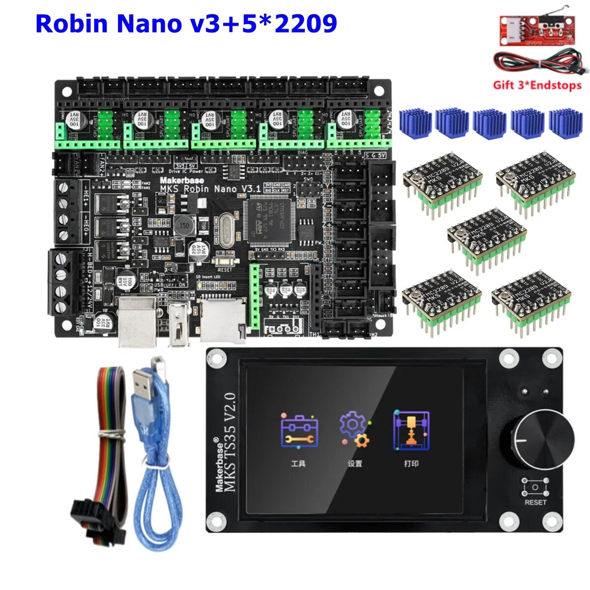 Makerbase MKS Robin Nano V3.1 плата управления 3D принтера Nano-TS35-2209