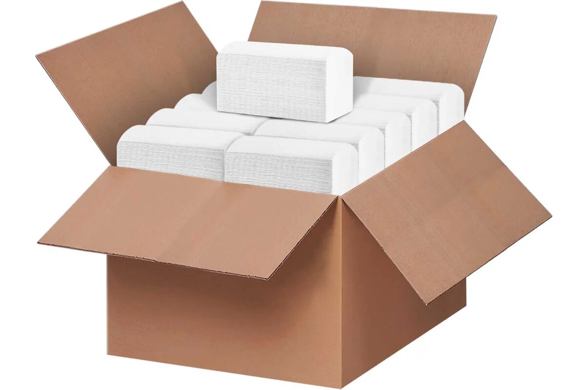 Бумага Сити Полотенца листовые V - сложение, 2 слоя, 200 листов, белые, 20 шт/ кор ) БС-2-200-V-Люкс(кор)М