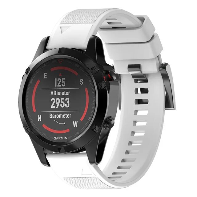 Силиконовые ремешки для часов Garmin Forerunner 945/935/735/645/630/620 и Fenix 7 White, 20mm width
