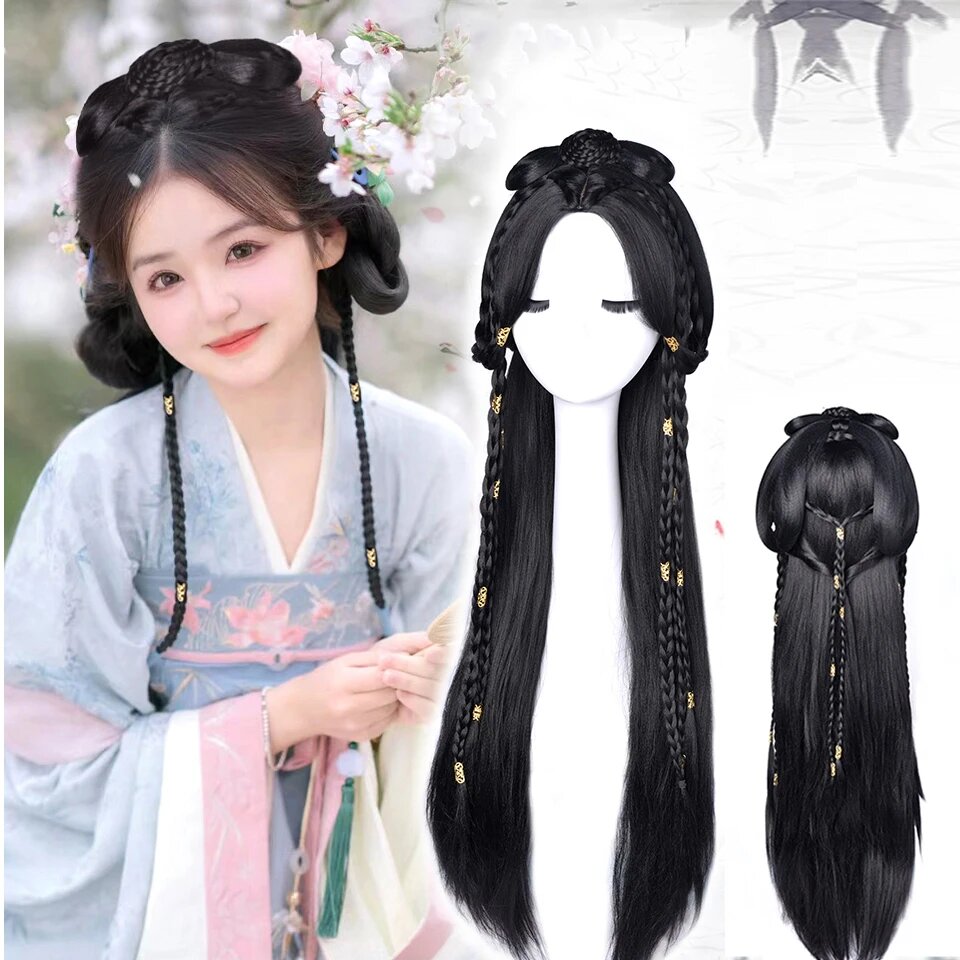 Черный парик с косами XIYUE, 80 см