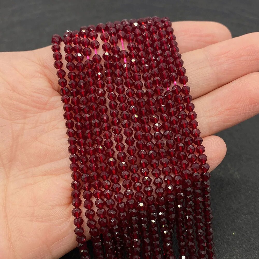 Граненая шпинель 2-3 мм, бусины для бижутерии Бордовый, 2 мм, Темно-красный