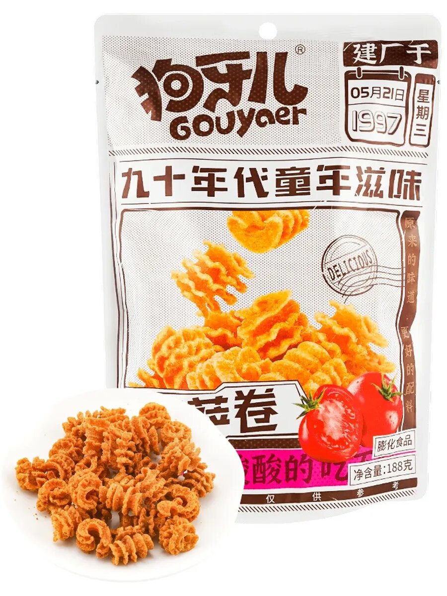 Китайские чипсы Pizza Roll с томатным вкусом 188 г