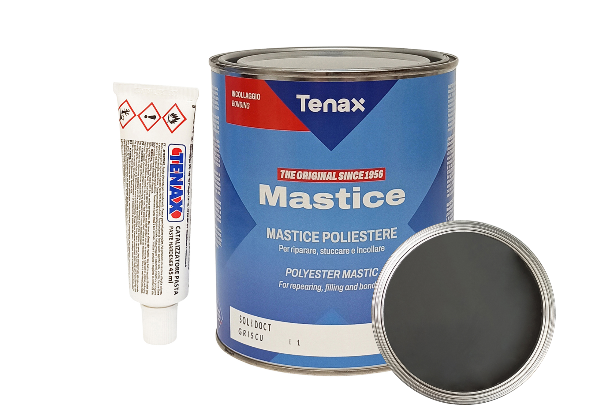 Клей-мастика Tenax Solido Grigio Scuro густой темно-серый 1л для камня и керамики (Солидо Тенакс)