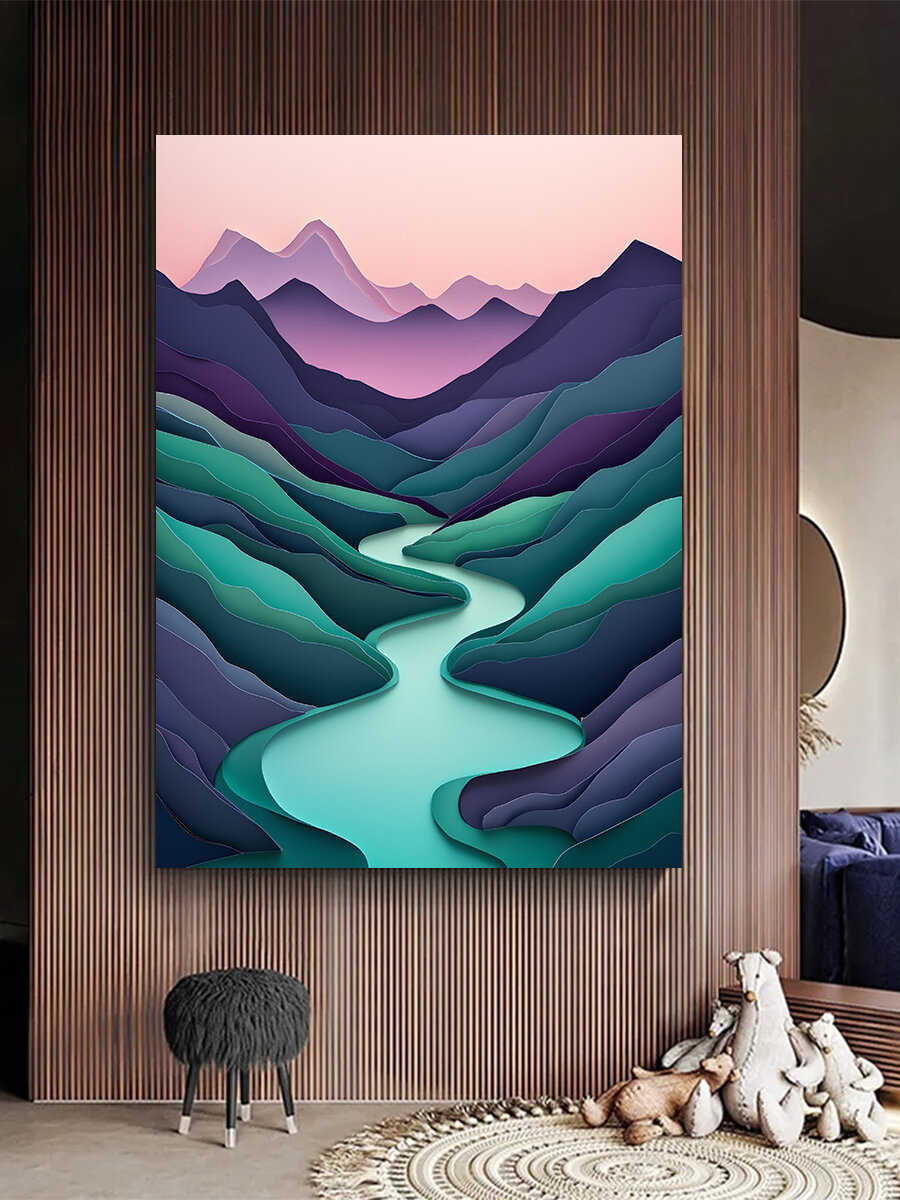 Пейзаж / природа, картина 3д / объемная, постер на холсте, 20х30 см, киригами