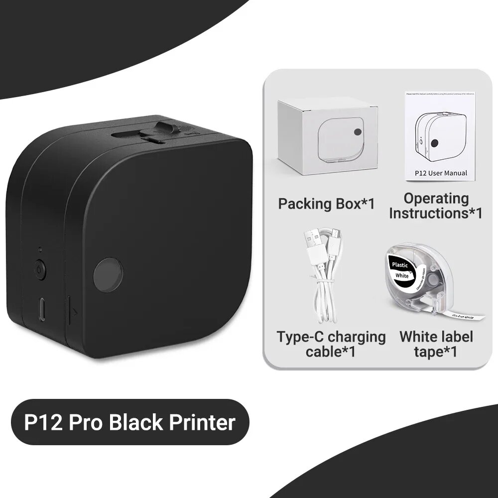 Термопринтер для этикеток MarkDomain P12pro P12PRO-BK Printer