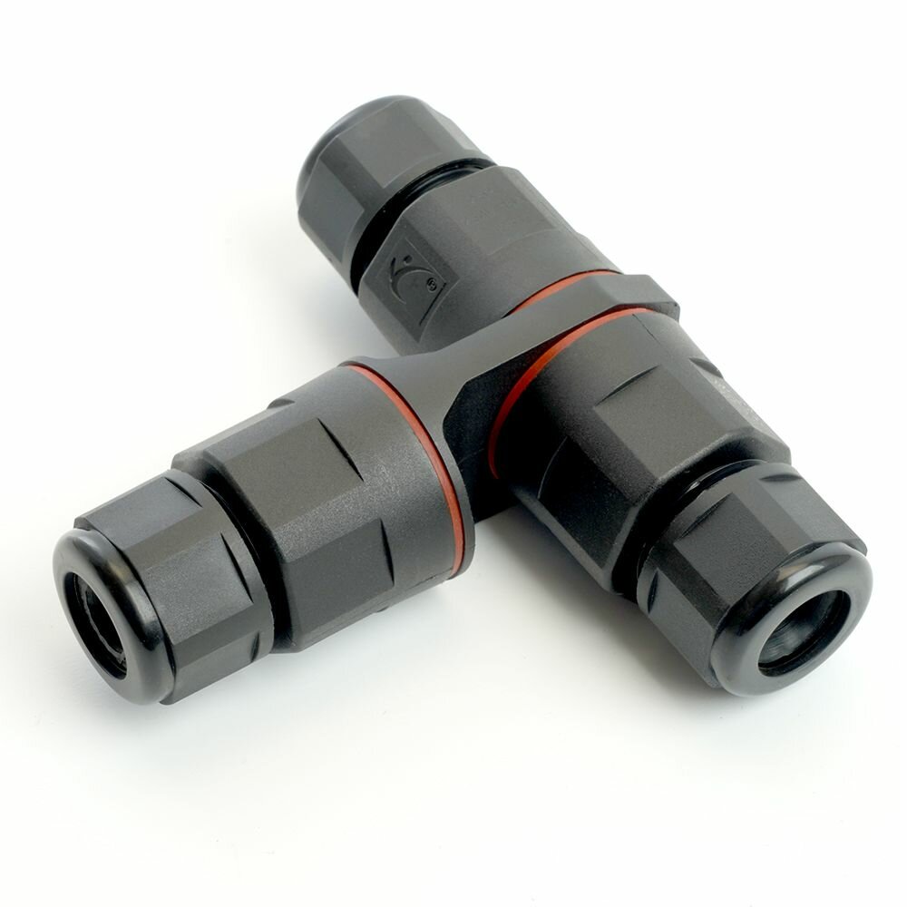 Соединитель-коннектор STEKKER 3-контактный на 3 выхода, с СМК221 пружинным контактом IP68, черный LD541