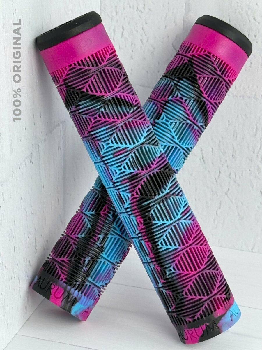 Грипсы для самоката велосипеда bmx Katana 150 - черный/розовый/голубой