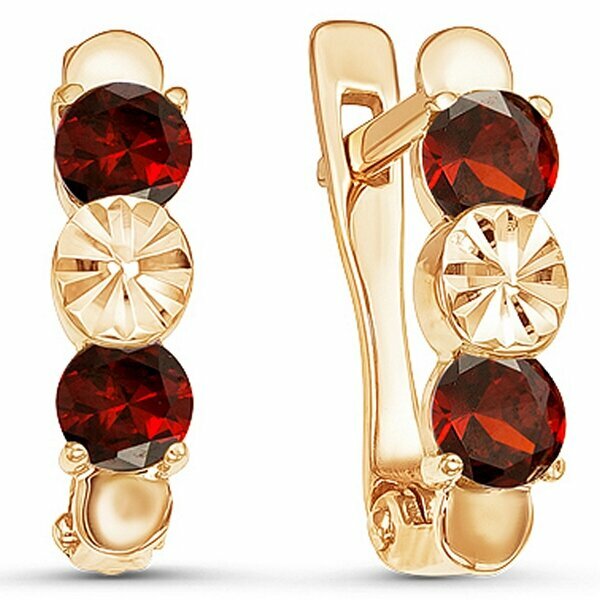 Серьги, красное золото, 585 проба, фианит