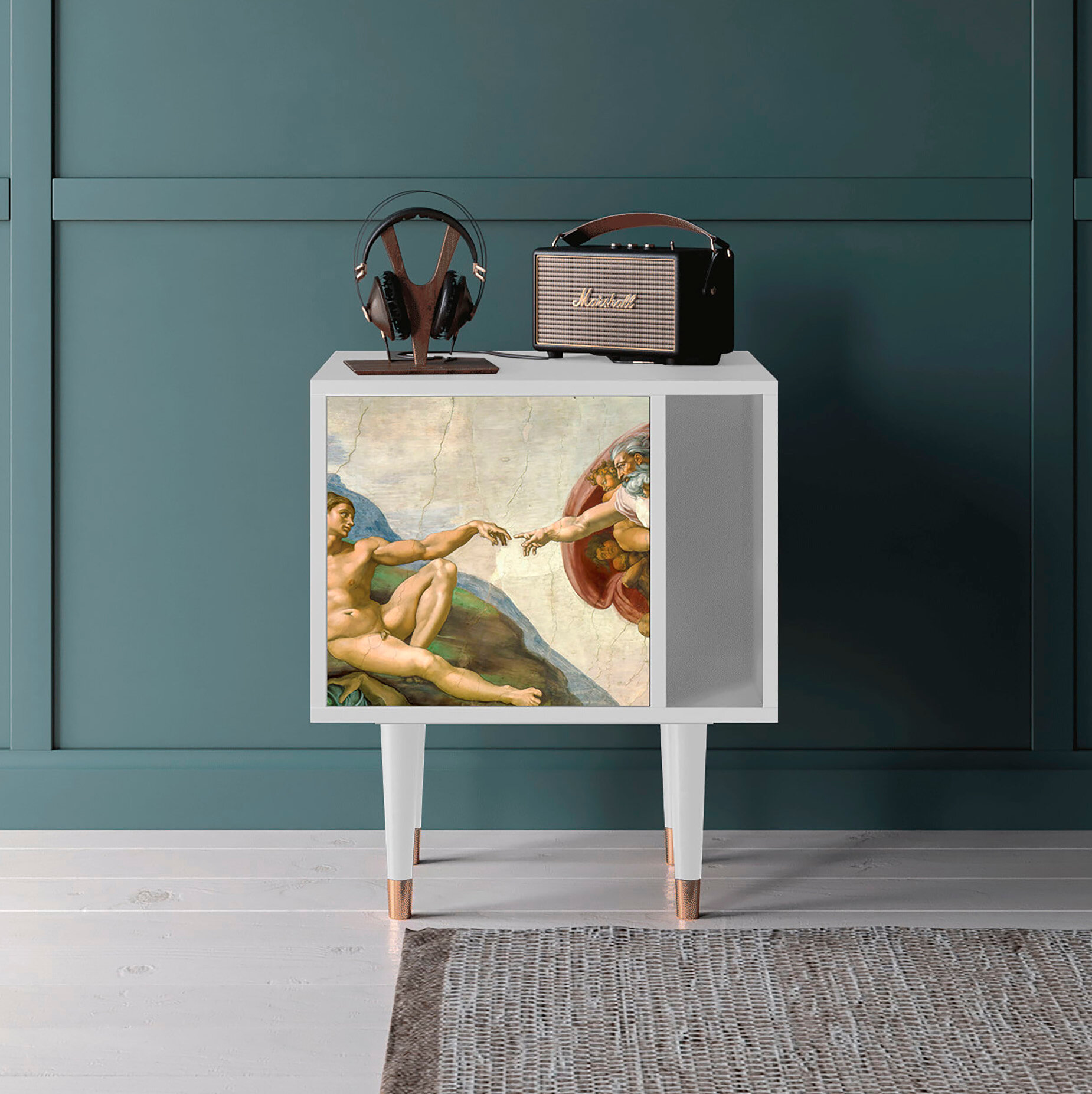 Прикроватная тумба - STORYZ - S2 The Creation of Adam by Michelangelo, Размер - 58 x 69 x 48 см, Цвет - Белый