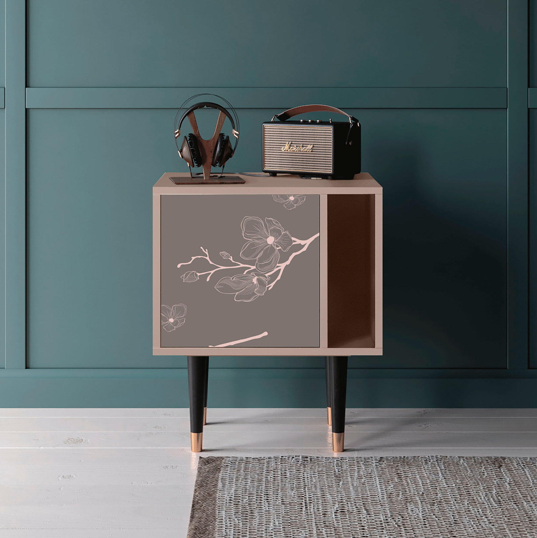 Прикроватная тумба - STORYZ - S2 Cherry Blossom, Размер - 58 x 69 x 48 см, Цвет - Бежевый