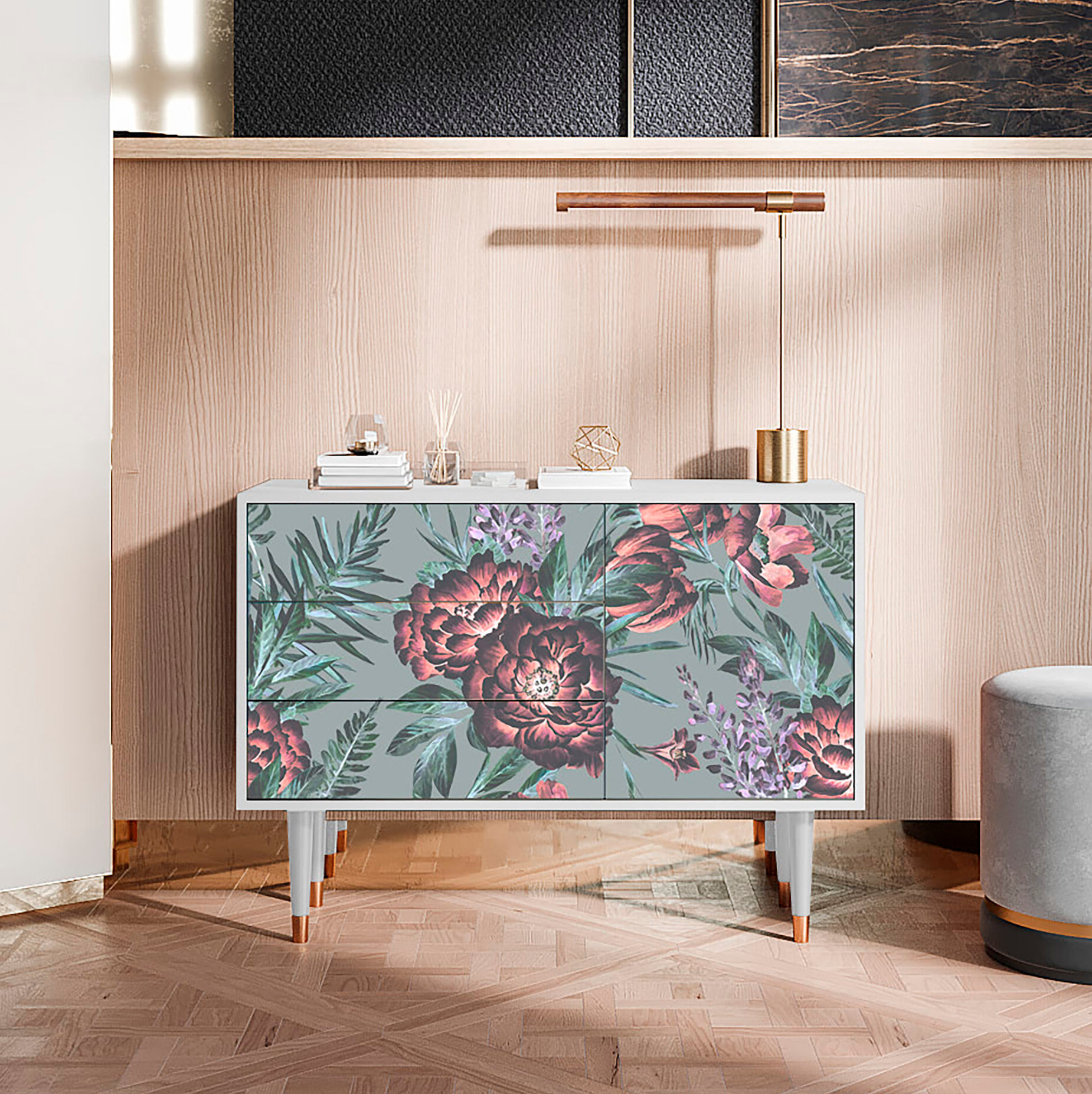 Комод - STORYZ - S3 Light Peonies, Размер - 115 x 84 x 41 см, Цвет корпуса - , Белый