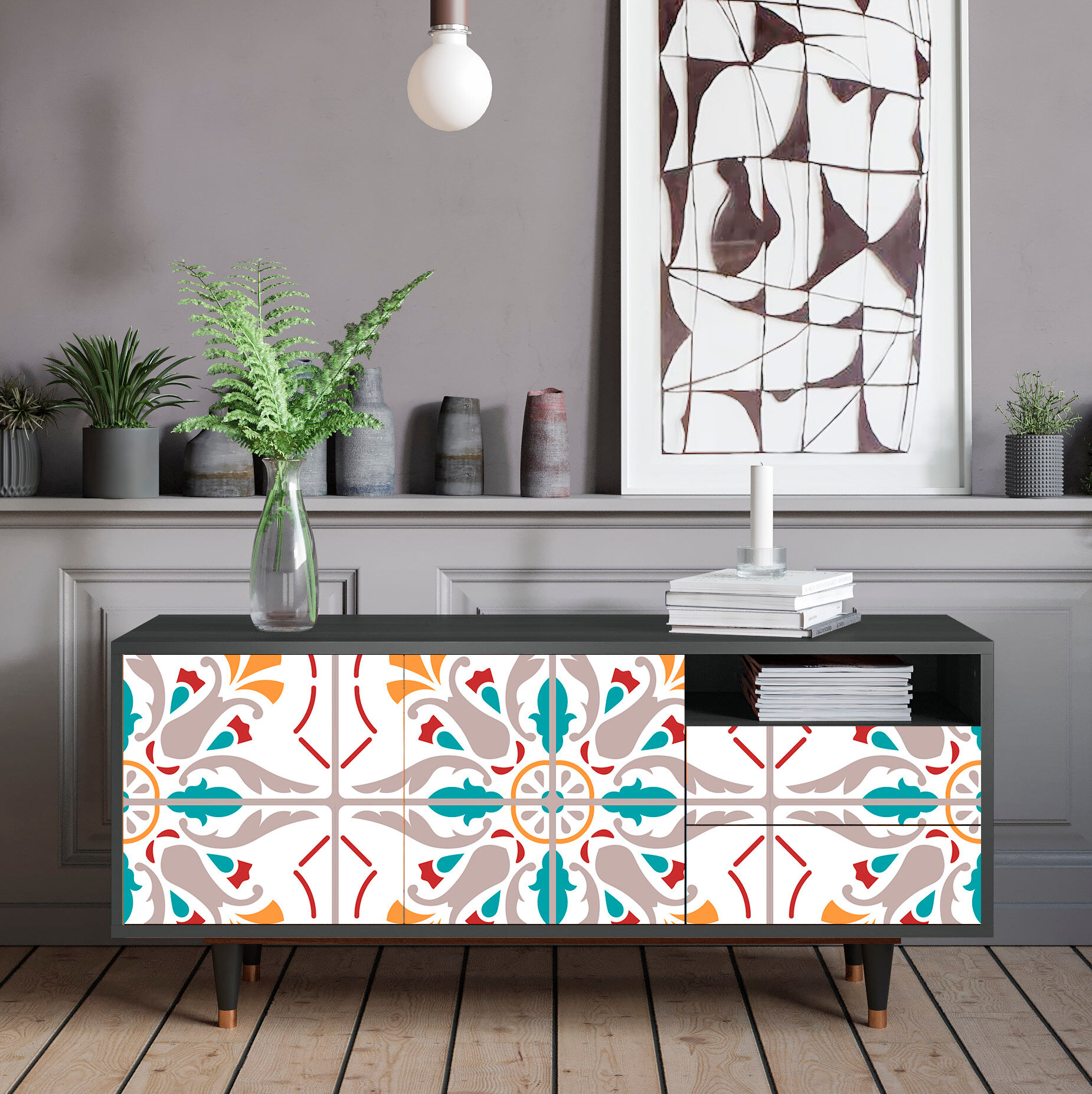 ТВ-Тумба - STORYZ - T7 Spring Ceramics, Размер - 125 x 56 x 41 см, Цвет корпуса - , Антрацит