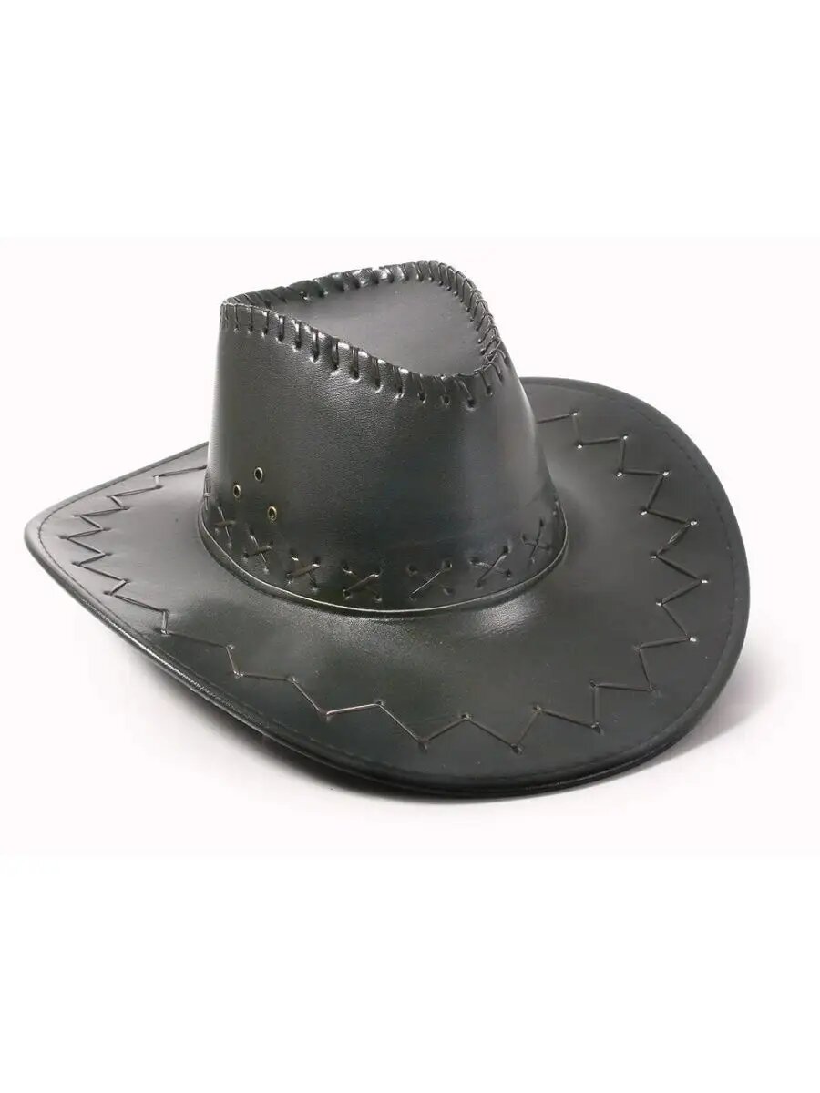 Шляпа СмеХторг "Ковбой", карнавальная, искусственная кожа, черная