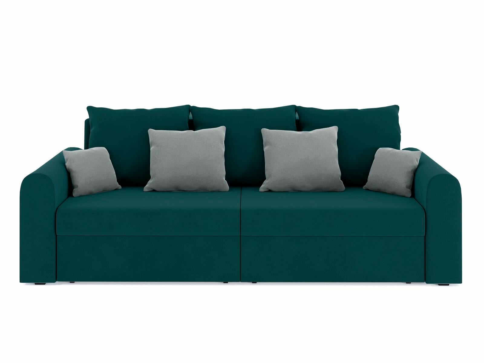 Диван-кровать Мэдисон, еврокнижка-трансформер, велюр, Зара изумруд/маус 12, ящик для белья