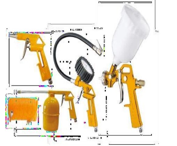 Набор пневмоинструмента CF-SPY05, для компрессора, 5 предметов