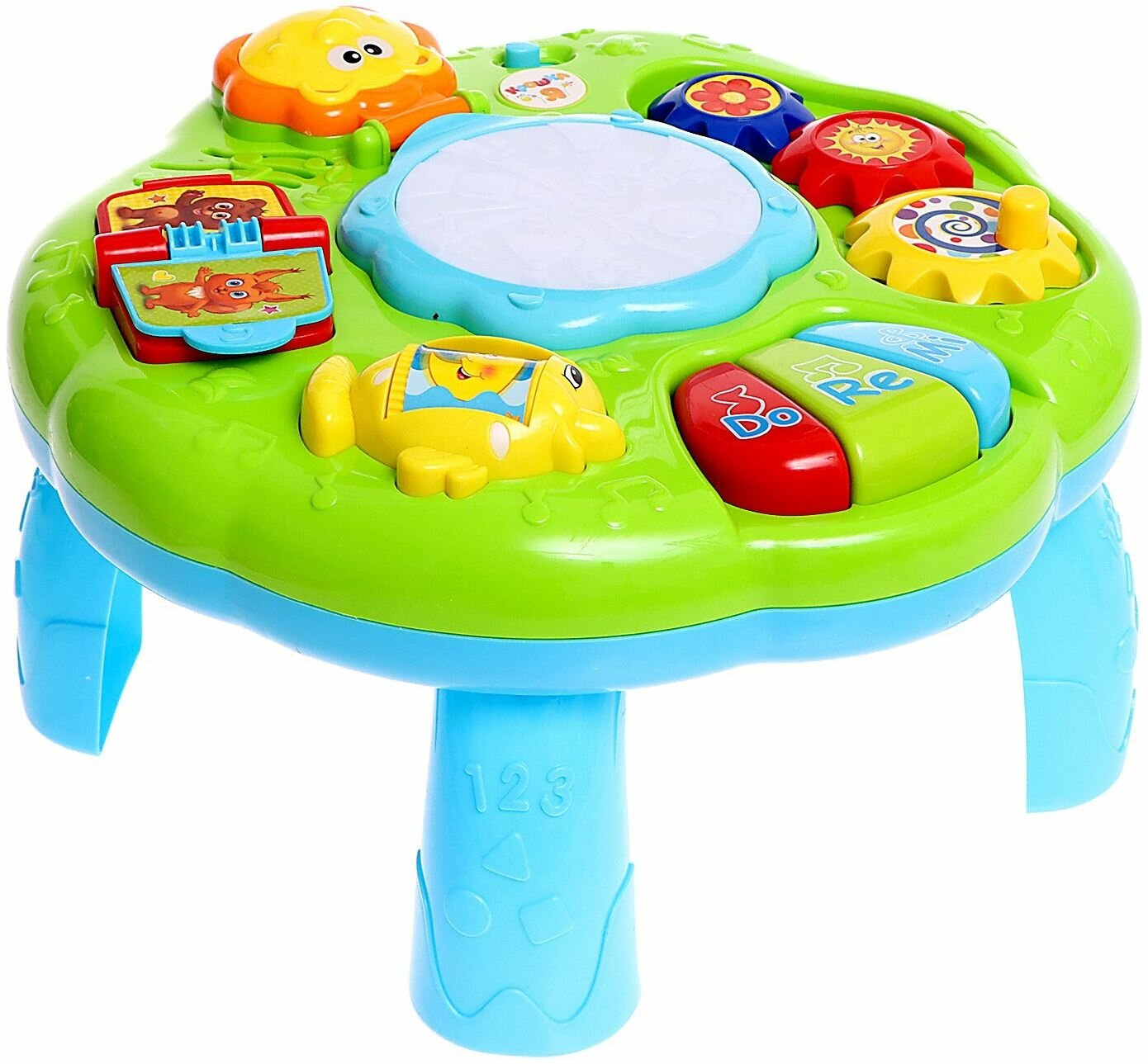 Развивающий музыкальный столик 3 в 1 "Весёлая игра" + подвеска на кроватку и бизиборд, со световыми и звуковыми эффектами, работает от батареек, для малышей от 1 года