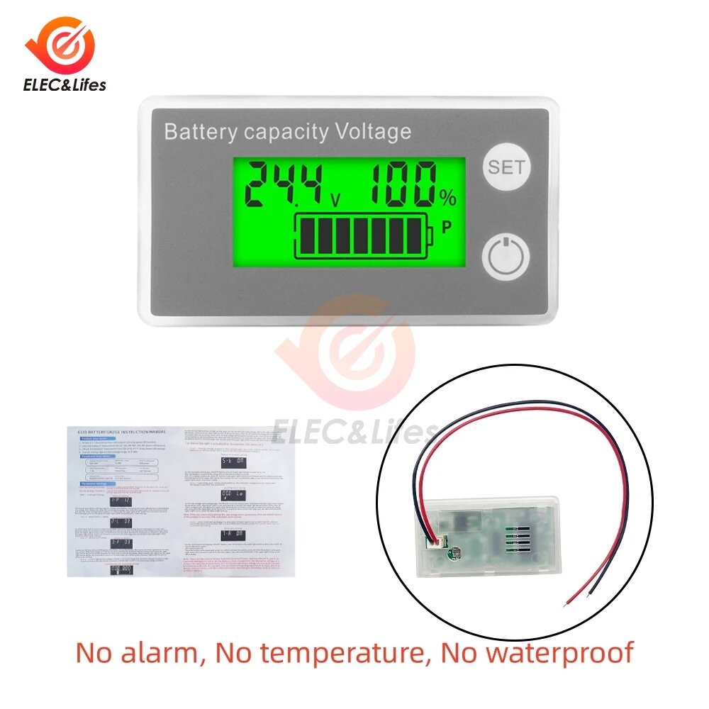 Индикатор напряжения и емкости аккумулятора 24.4V, 100%, зеленый