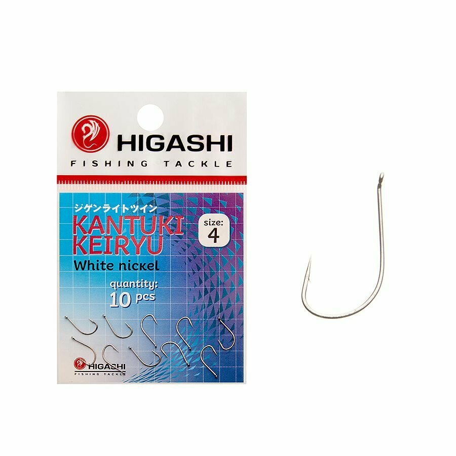 Higashi Крючки рыболовные Kantuki Keiryu #4 White nickel, 10 шт/уп