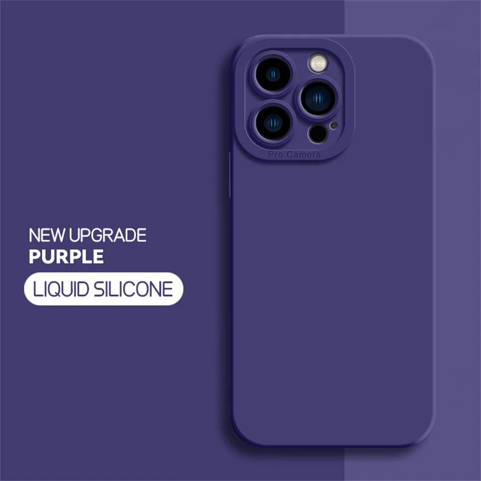 Жидкий силиконовый чехол для iPhone 16 Pro, фиолетовый
