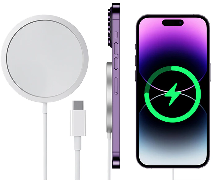 Беспроводное зарядное устройство, для iPhone, мощность зарядки 15Вт, USB Type-C, белое