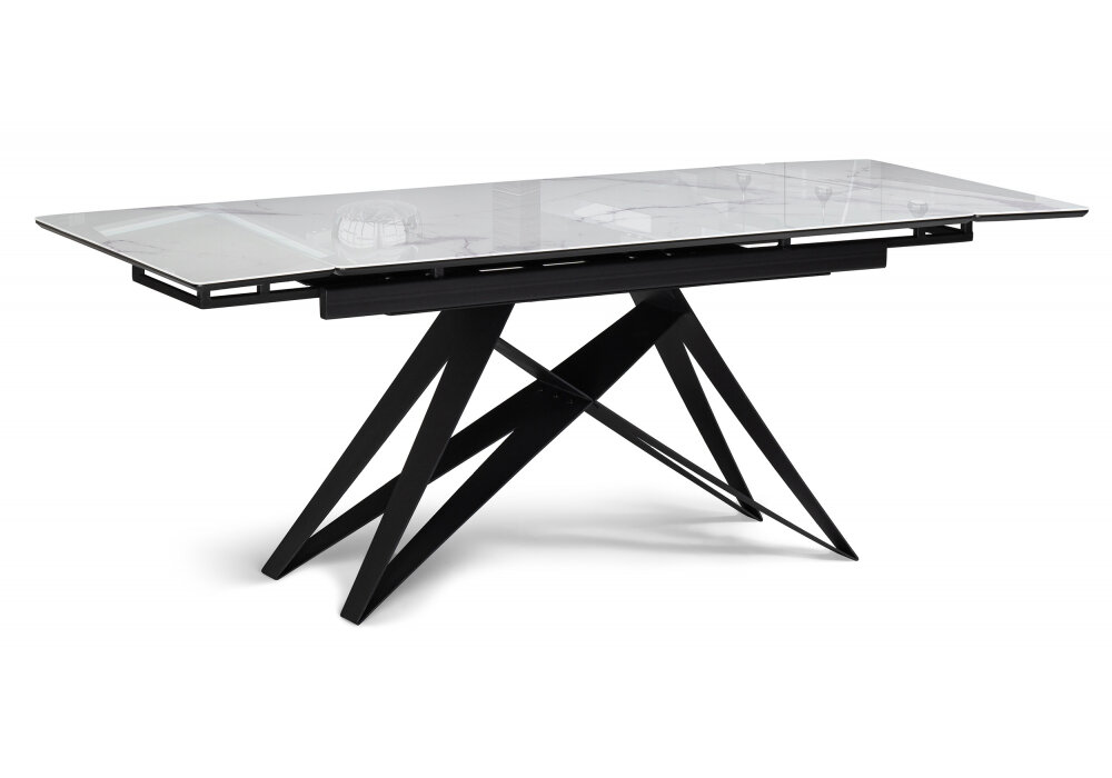 Стол стеклянный Блэкберн woodville белый, металл и стекло, прямоугольная столешница