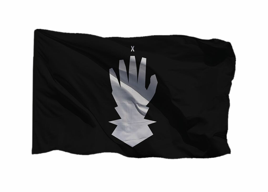 Флаг легиона Железные Руки Космодесант Астартес Warhammer 40000, 90х135 см, на сетке для улицы, для флагштока