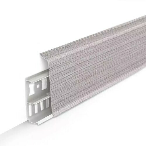 Пластиковый плинтус Идеал Деконика 100 мм Ясень серый 253