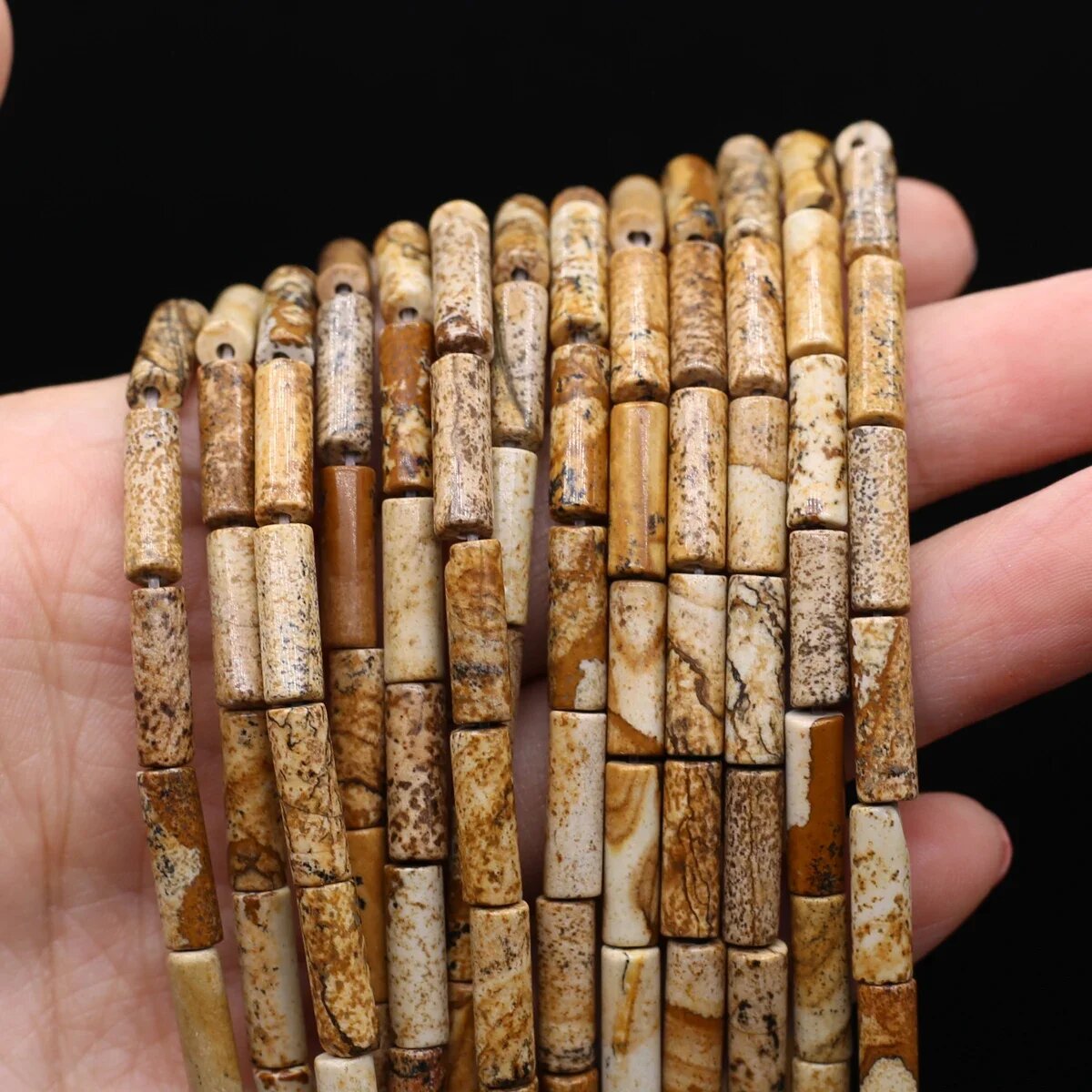 Бусины из агата, цилиндрические Drawing Stone