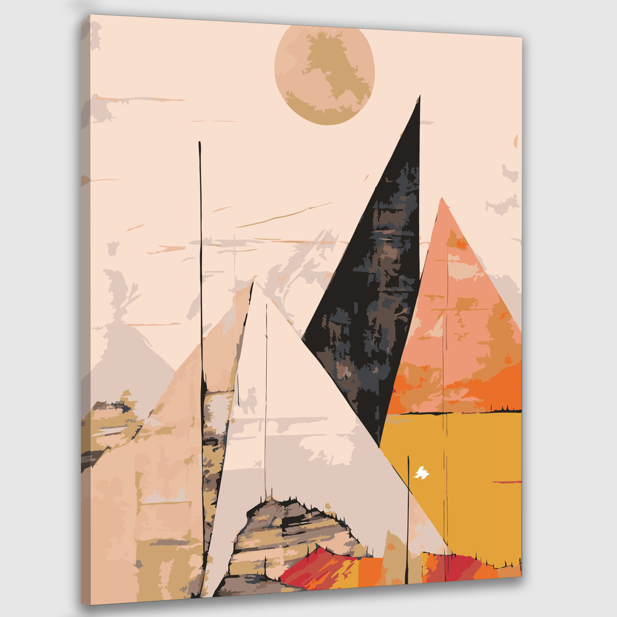 Картина по номерам 40x50 см, абстракция, смешанная техника, горы, пустыня, мазки кисти, яркие цвета