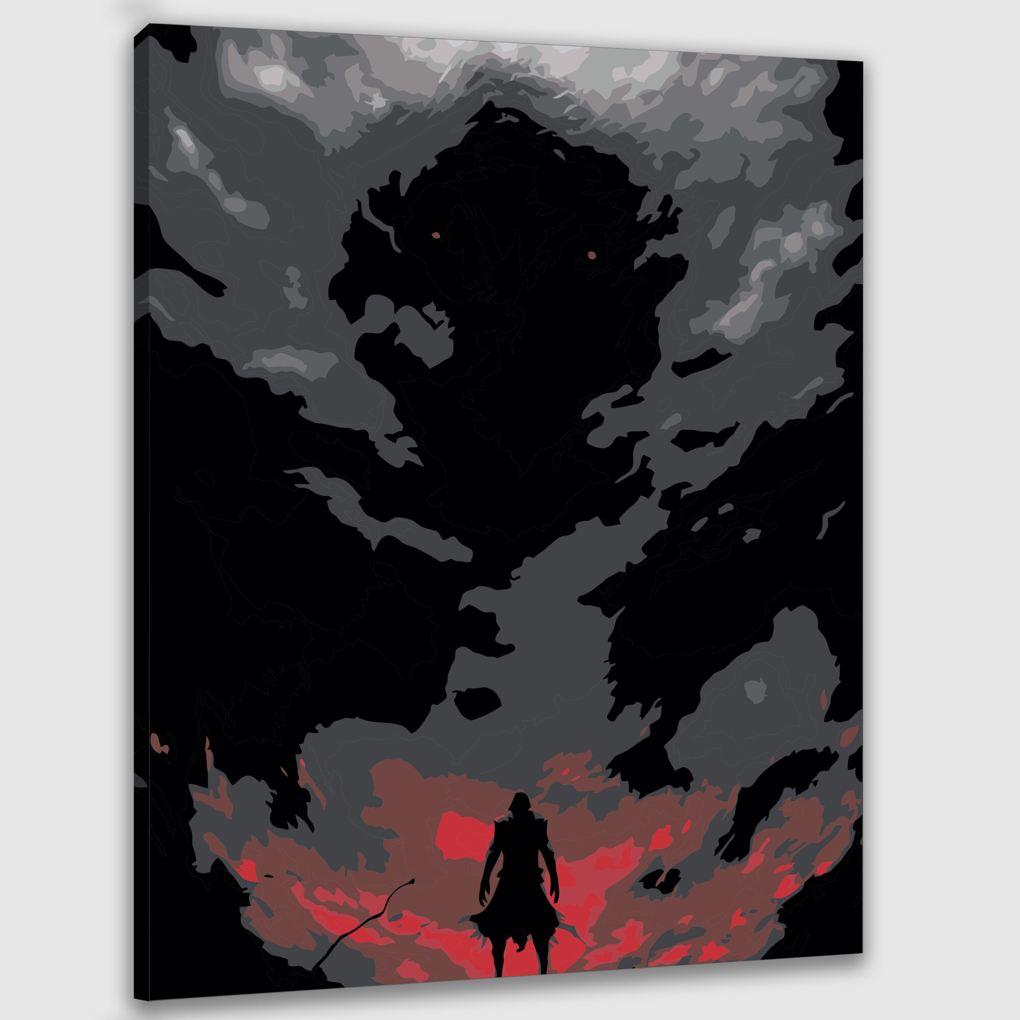 Картина по номерам 40x50 см, цифровая иллюстрация, темный мир грез, Берсерк: Крик безумия, сюрреалистический пейзаж