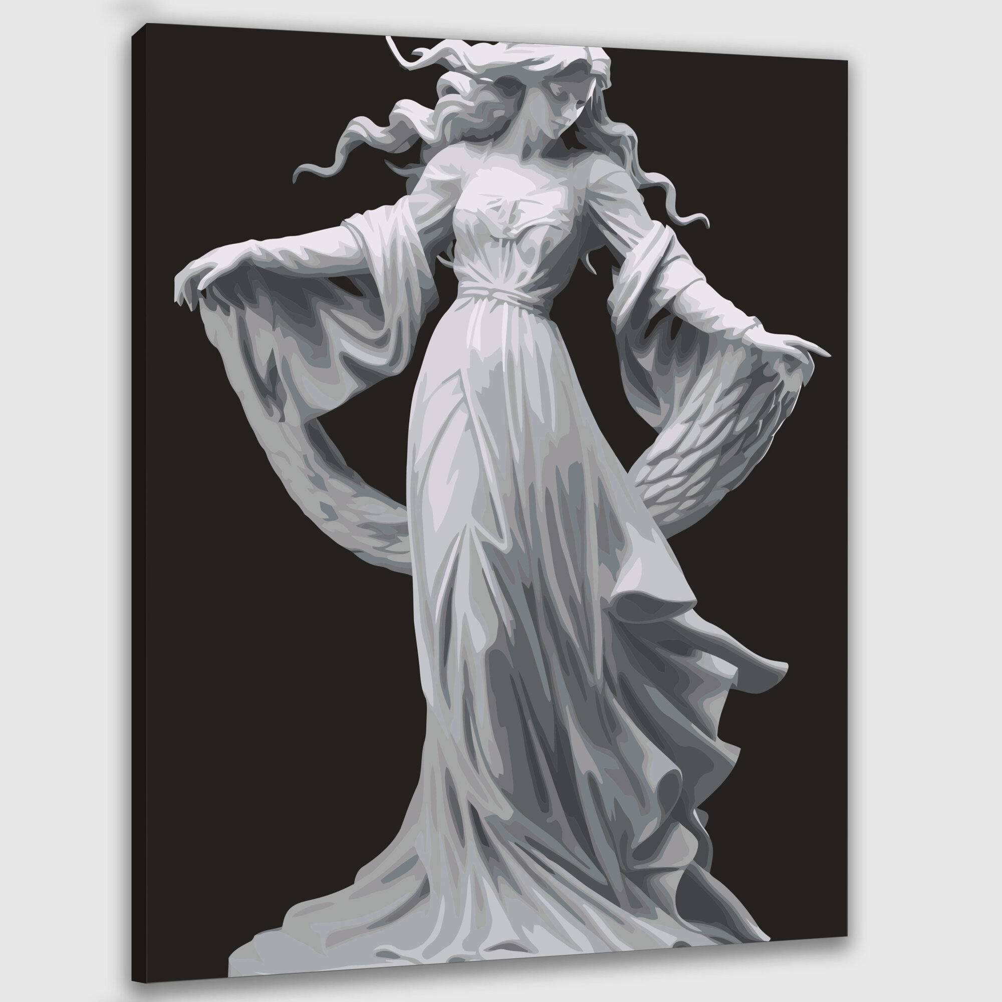 Картина по номерам 40x50 см, скульптура, мрамор, богиня красоты, богиня любви, развевающиеся одежды, тонкие черты лица