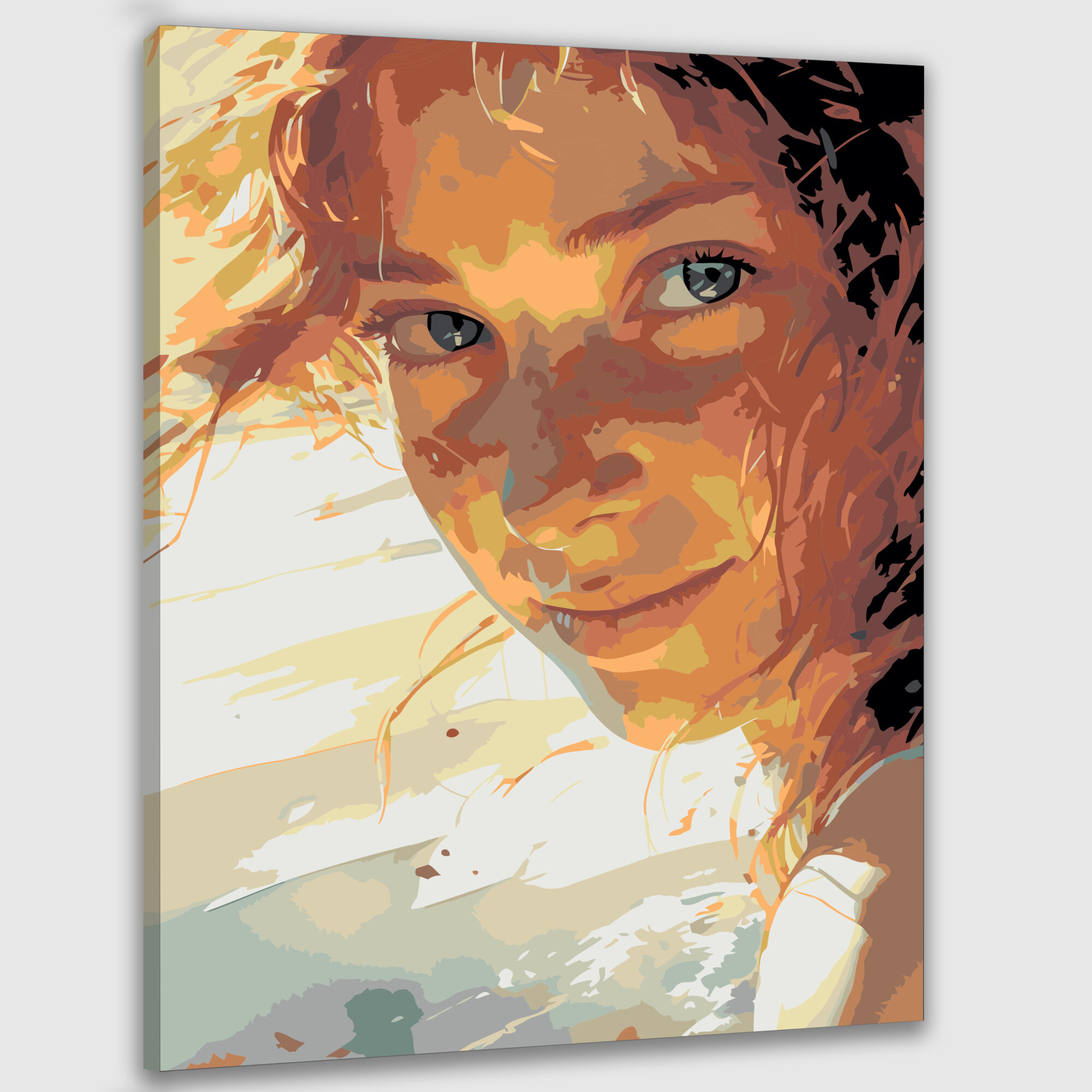 Картина по номерам 40x50 см, глаза девушки, радость, солнечный день, пляж, океанские волны, золотистый песок, фон