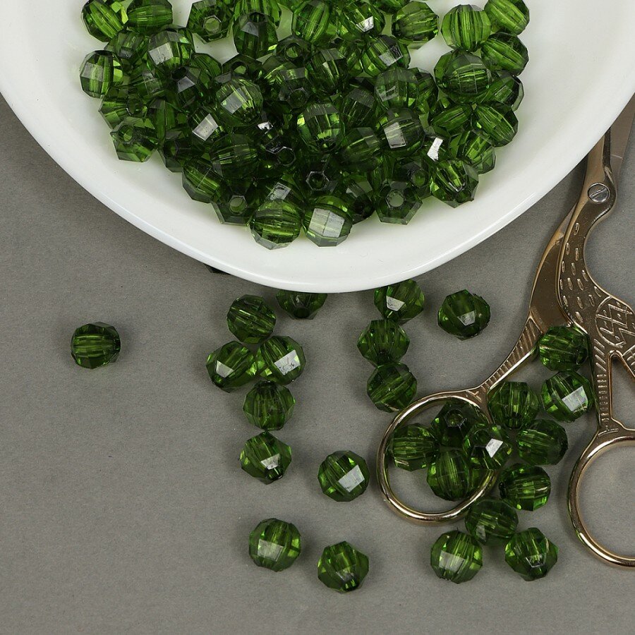 Бусины акриловые MAGIC HOBBY MG.3244-24 цв.24 т. зеленый Ø10мм уп.500г