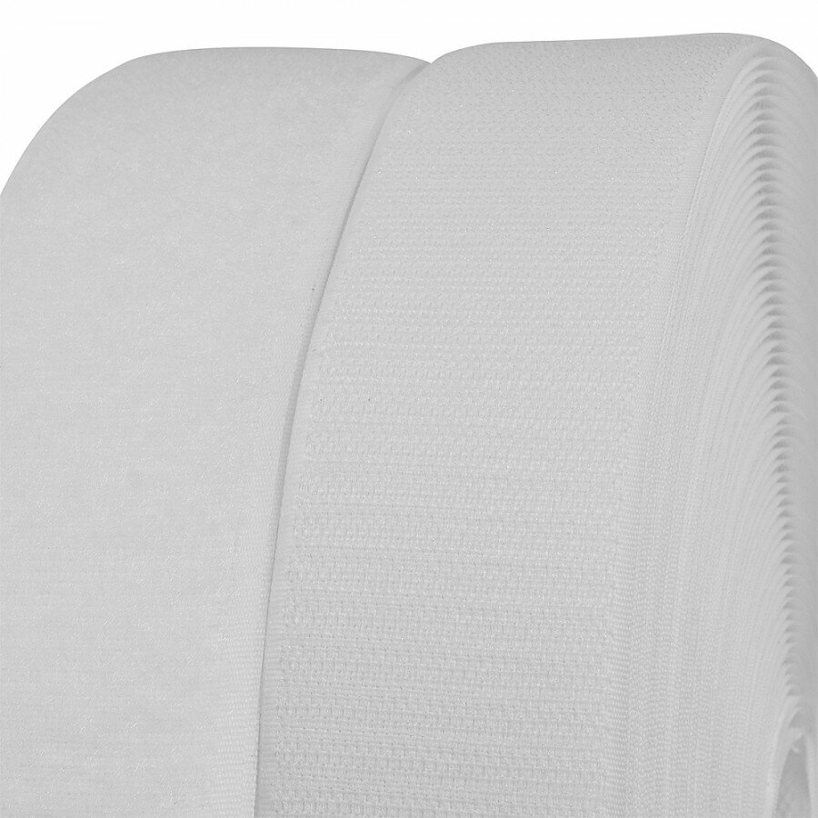 Лента липучка TBY пришивная кач. С шир.50мм цв. F101 белый уп.25м (пара)