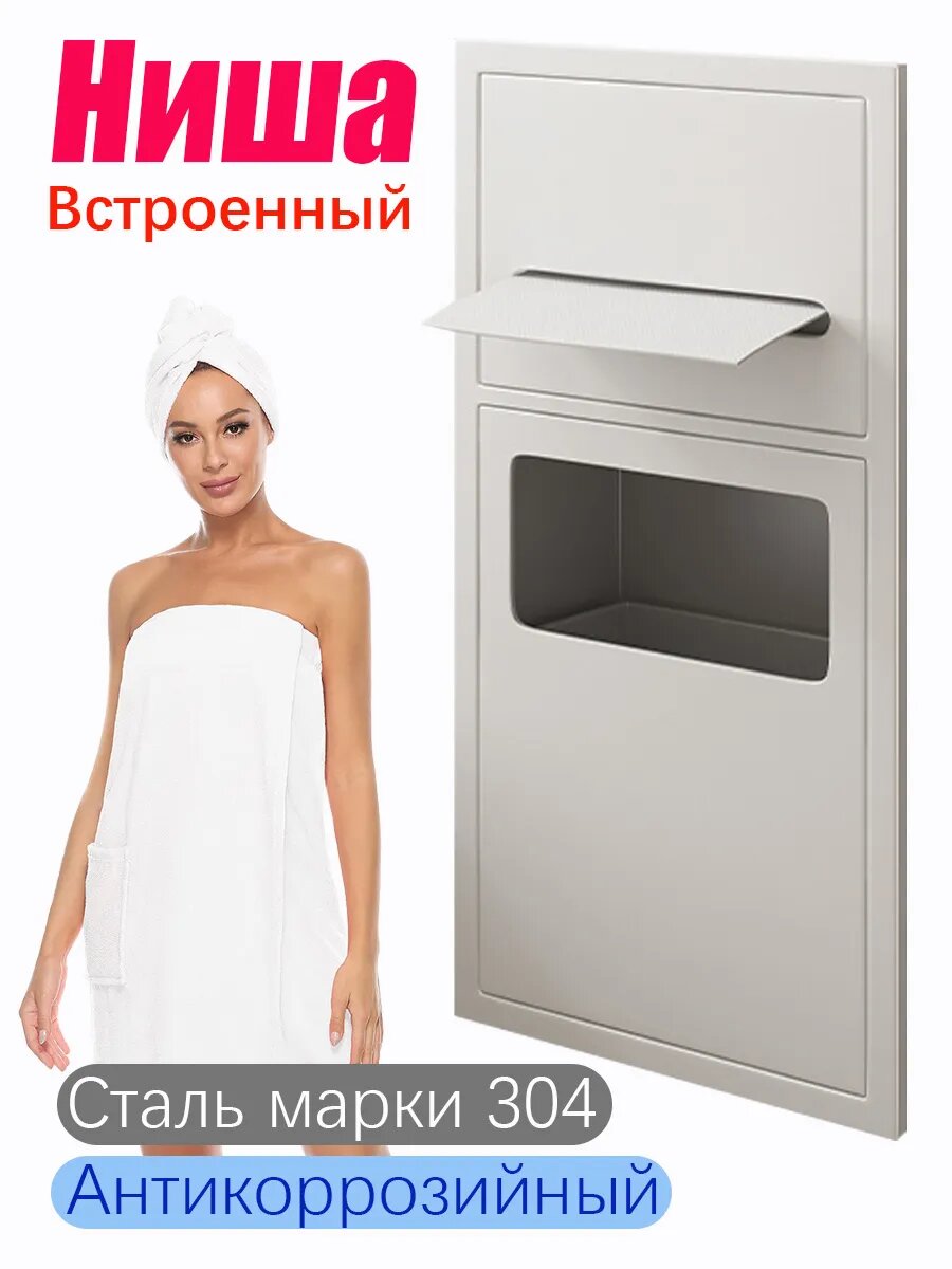 Встраиваемая ниша в ванную из нержавеющей стали