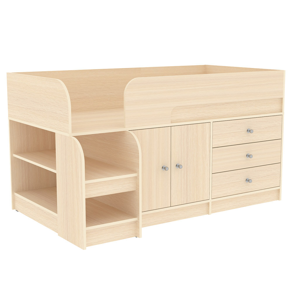 Кровать чердак Астра 9/1 Дуб Молочный Дуб Молочный