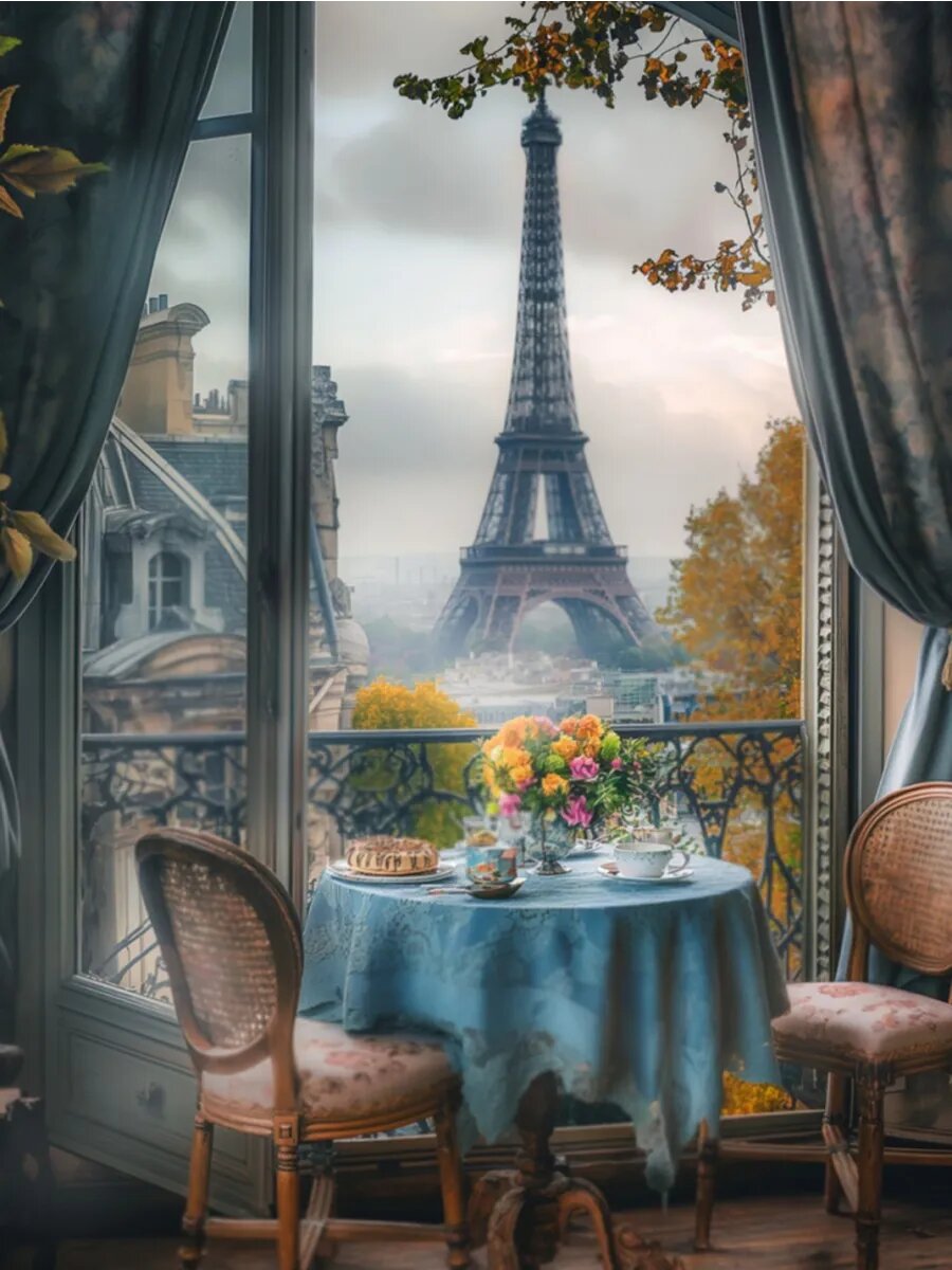 Картина по номерам Париж с окна 40х50